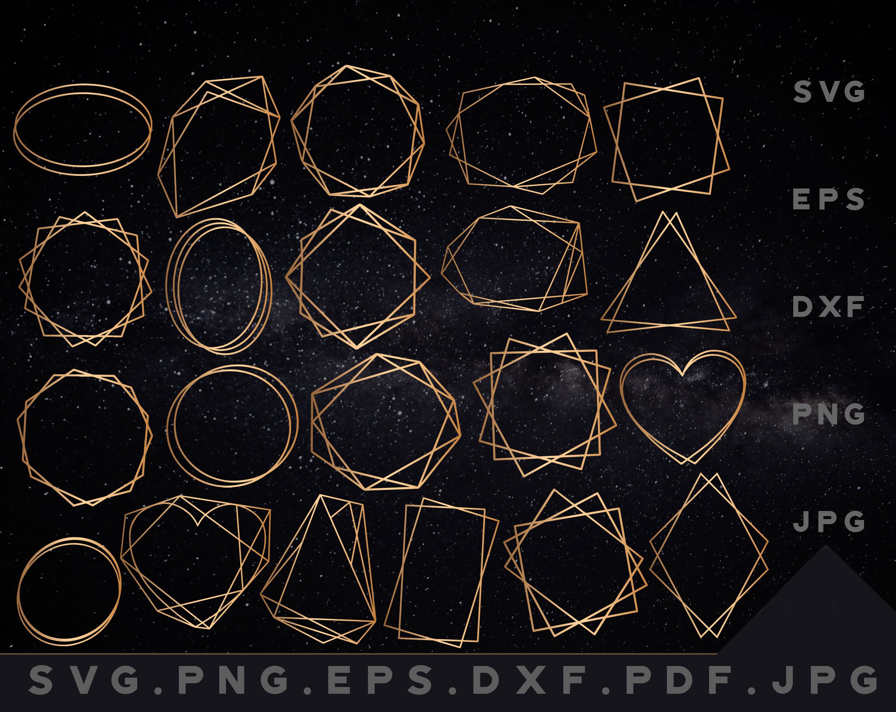 Double Frame Svg / Gold Geometric Frame Svg, Circle Border, Square ...