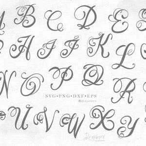 Fancy Letters Svg, Cursive Alphabet Svg, Hand Lettered Script, Monogram ...