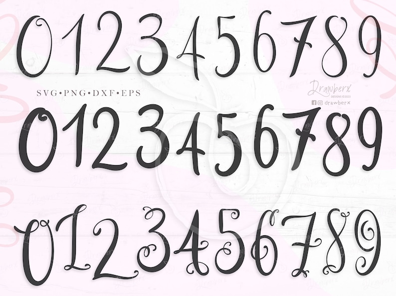 Fancy Numbers Svg, Hand Lettered Cursive Script Number Sign, Baby ...