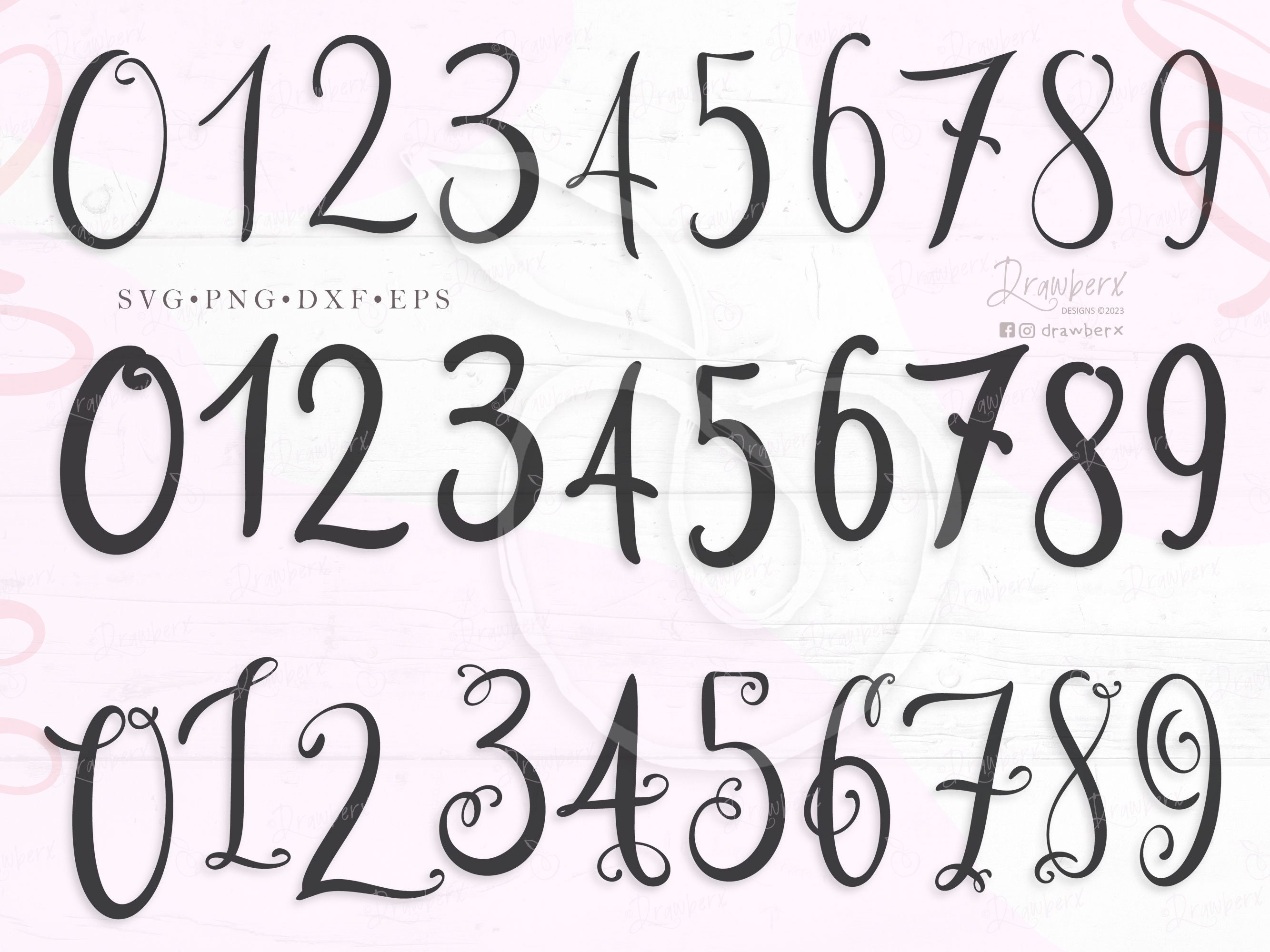 Fancy Numbers Svg, Hand Lettered Cursive Script Number Sign, Baby ...