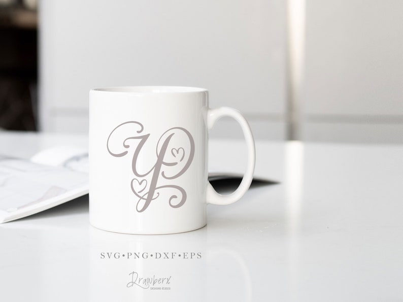 Flourish Letters Svg, Fancy Script Monogram With Hearts / Cursive ...