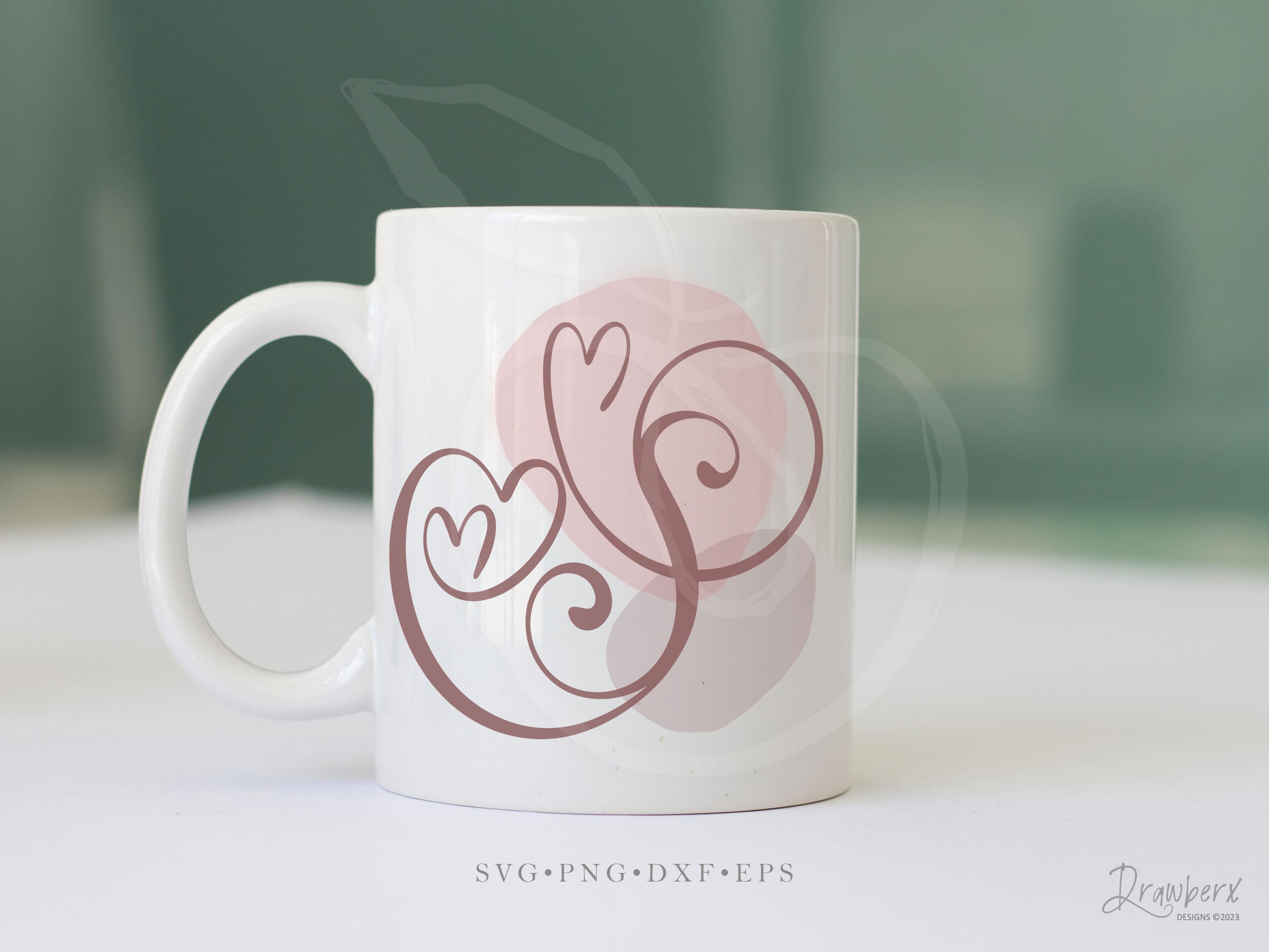 Flourish Letters Svg, Fancy Script Monogram With Hearts / Cursive ...