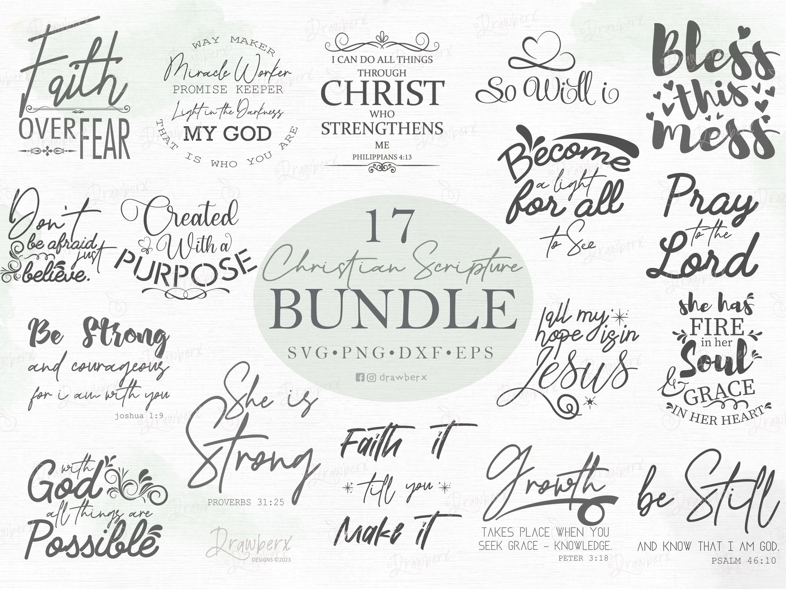Christian Svg Bundle / Bible Verse, Scriptures Svg, Religious Design ...