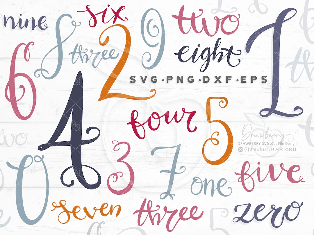 Fancy Script Números Archivos SVG Números en cursiva Svg - Etsy México