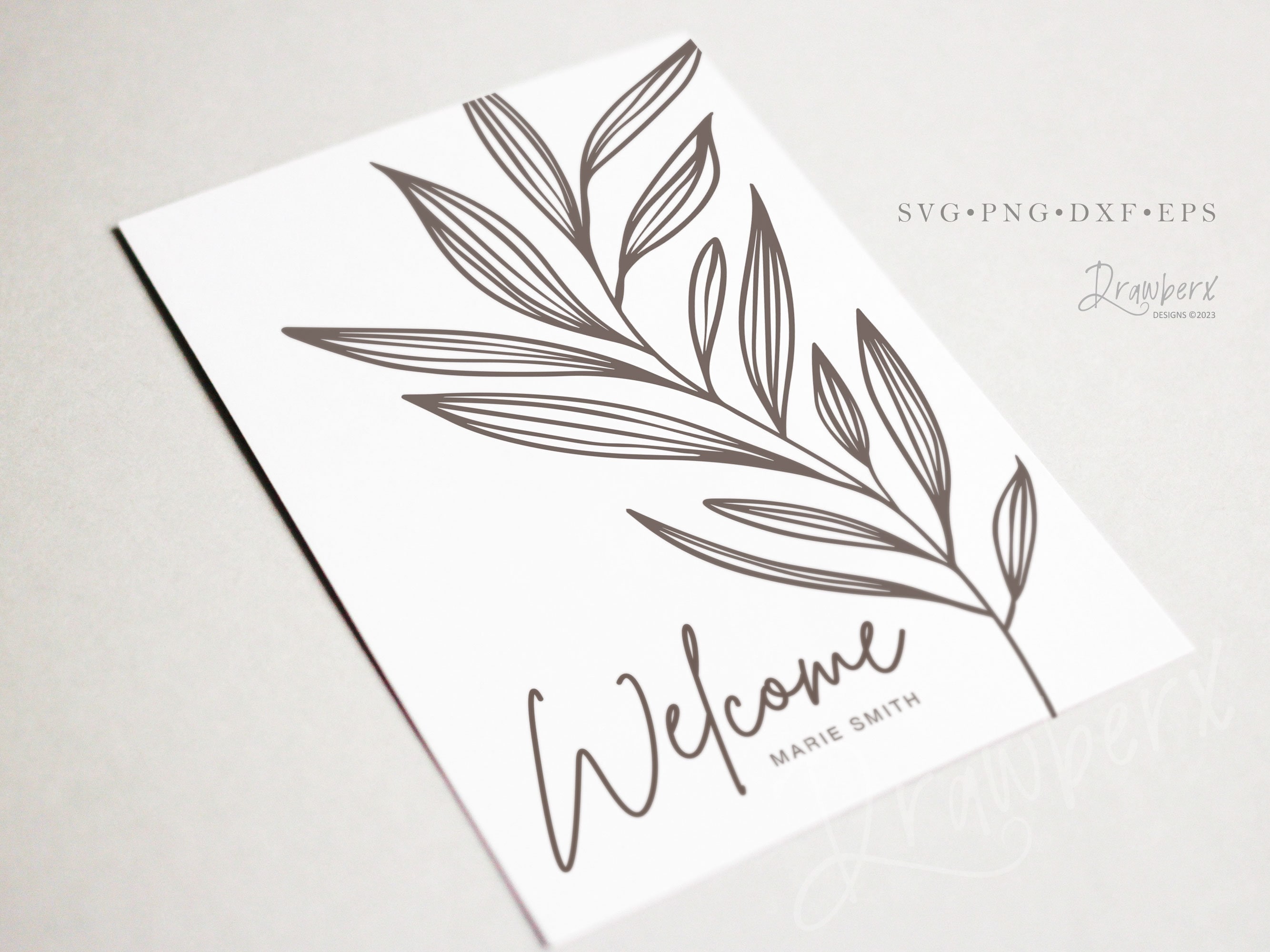 Leaf Branch Border Svg Bundle, Hand Drawn Foliage Leaves Svg, Curved ...