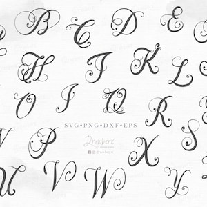Fancy Letters Svg / Cursive Capital Letters, Monogram Alphabet Svg ...