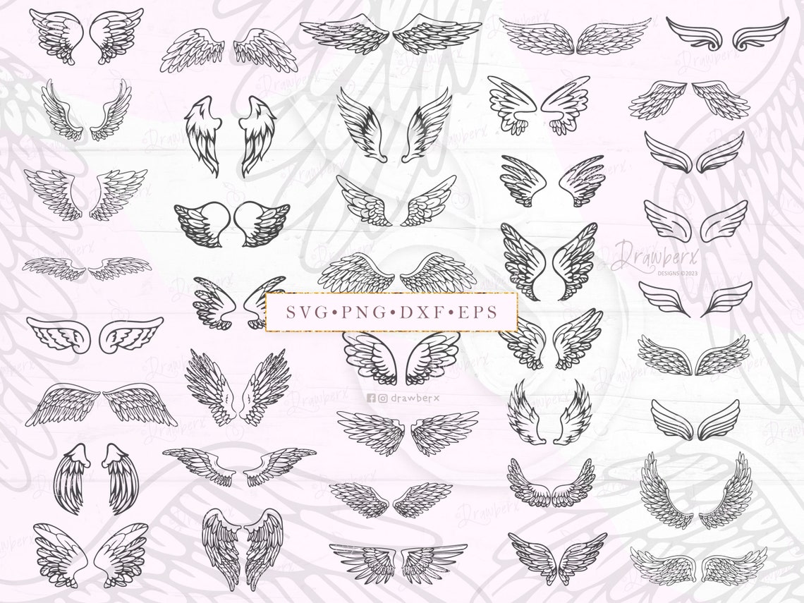 Angel Wings Svg, Tattoo Design, Liner, Angel, Demon, Fairy, Simple Wing ...
