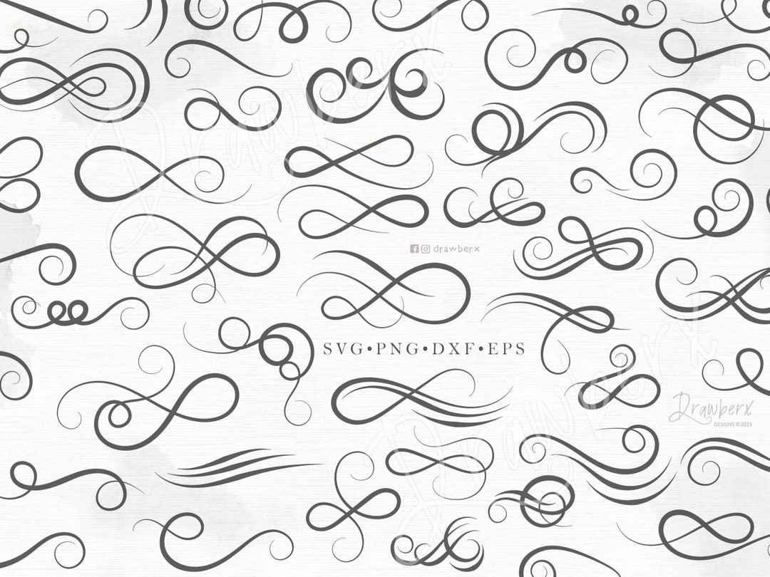 Swirl Swoosh Svg, Wavy Line Flourish Svg, Stroke, Ornaments, Decorative ...