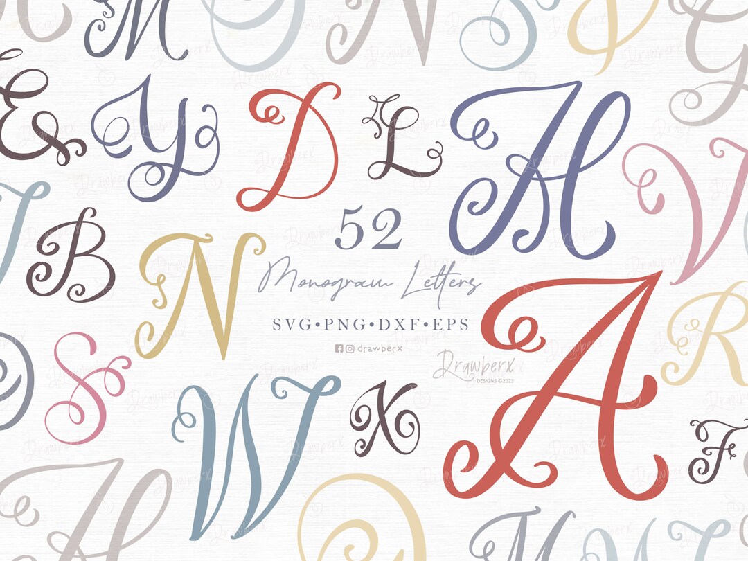 Fancy Script Letters Svg, Cut File, Monogram Svg, Cursive Initials ...