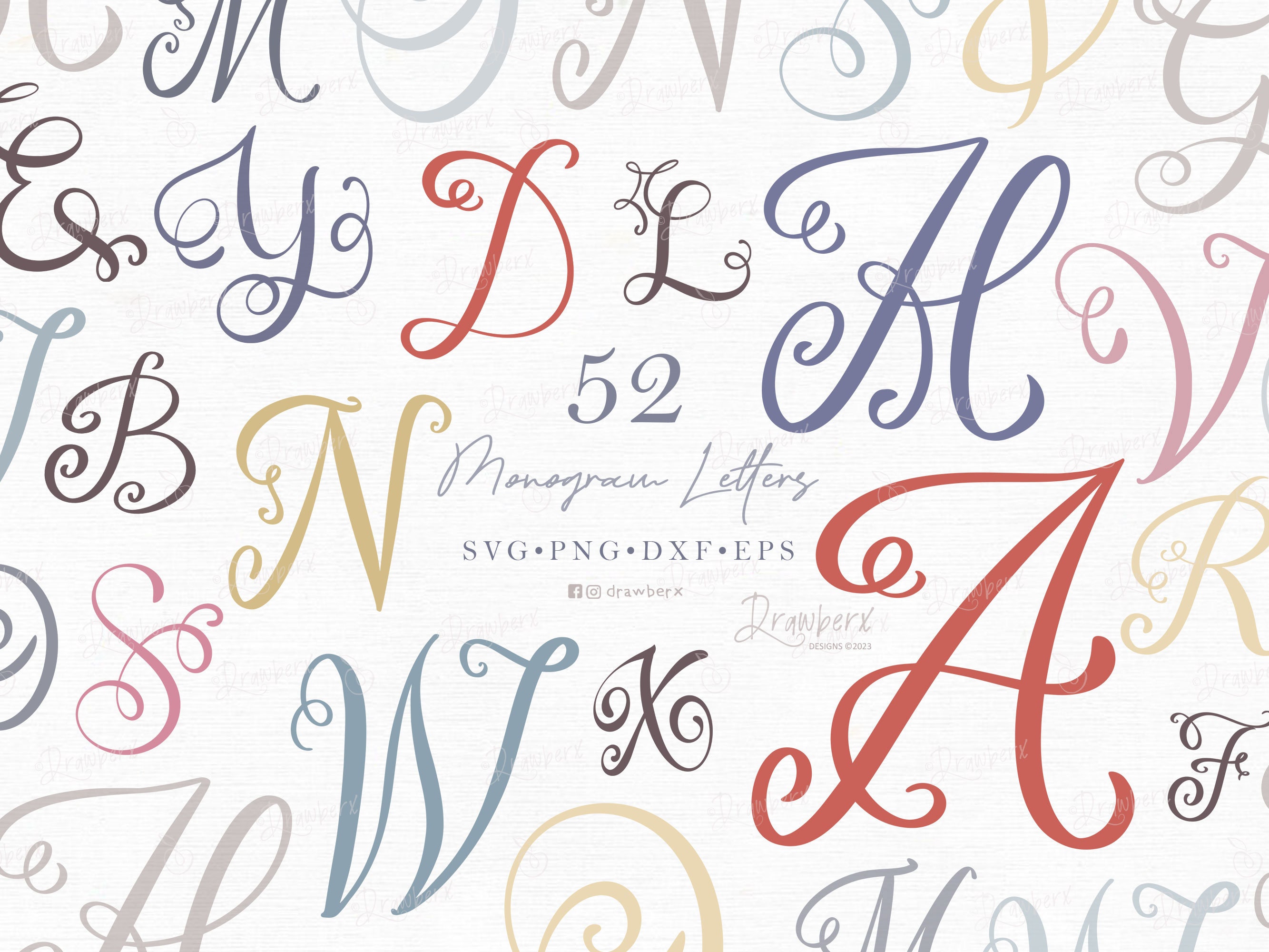 Fancy Script Letters Svg, Cut File, Monogram Svg, Cursive Initials ...