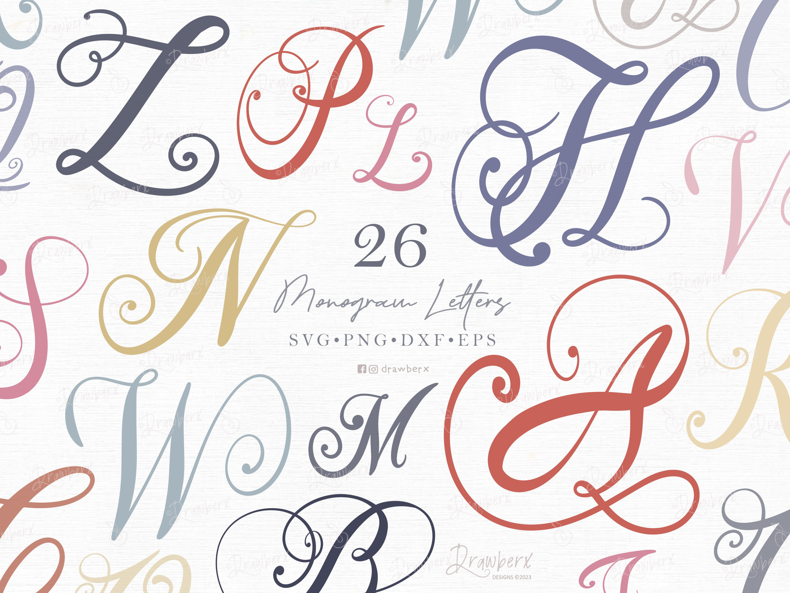 Fancy Letters Svg Cursive Capital Letters Monogram Alphabet Svg hand Lettered Calligraphy Font Svg laser Cut Files Svg Png Eps Dxf Etsy