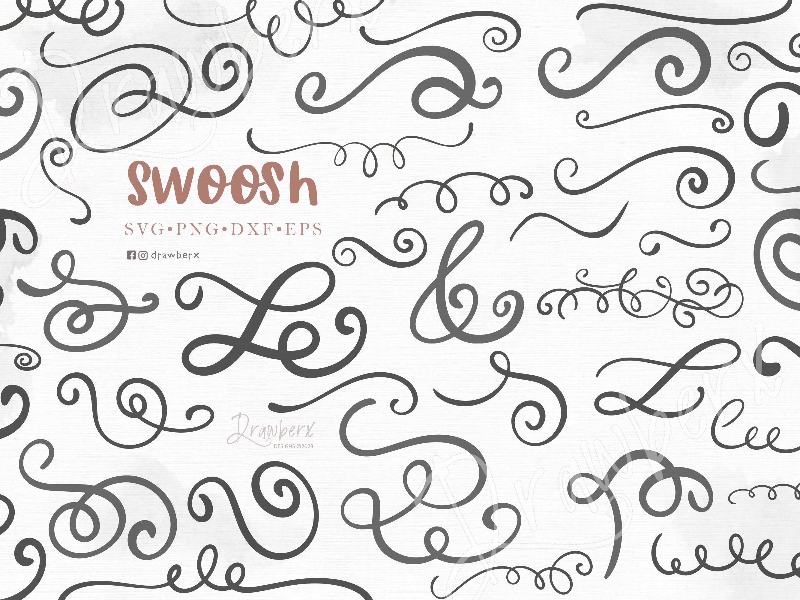 Flourish Swirls SVG, Doodle Decorative Elements Svg, Swoosh, Swashes ...