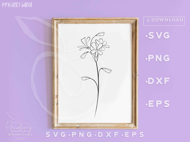 Flower Line Art Svg floral Line Art Drawing, Botanical Wildflowers ...