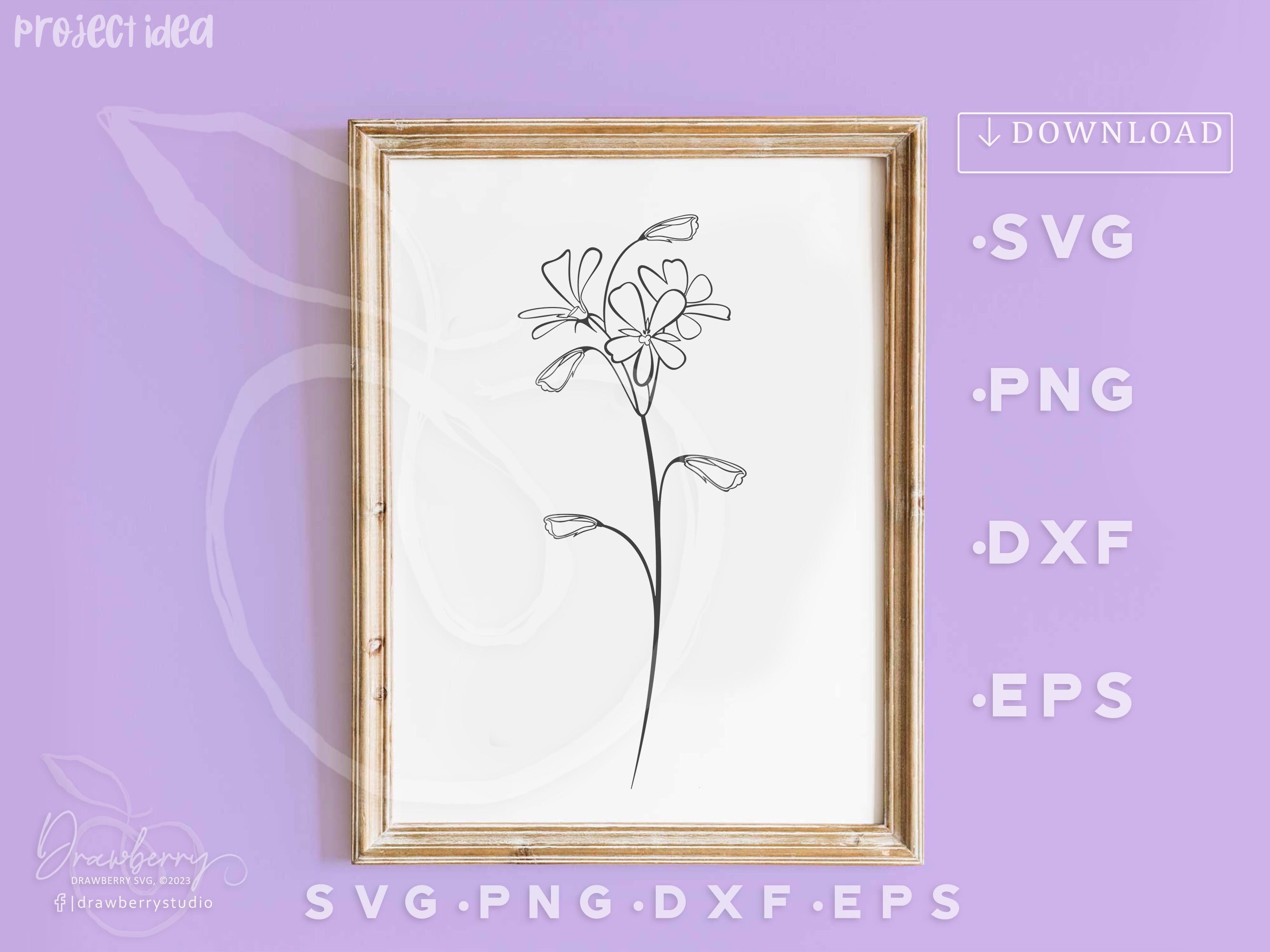 Flower Line Art Svg floral Line Art Drawing, Botanical Wildflowers ...