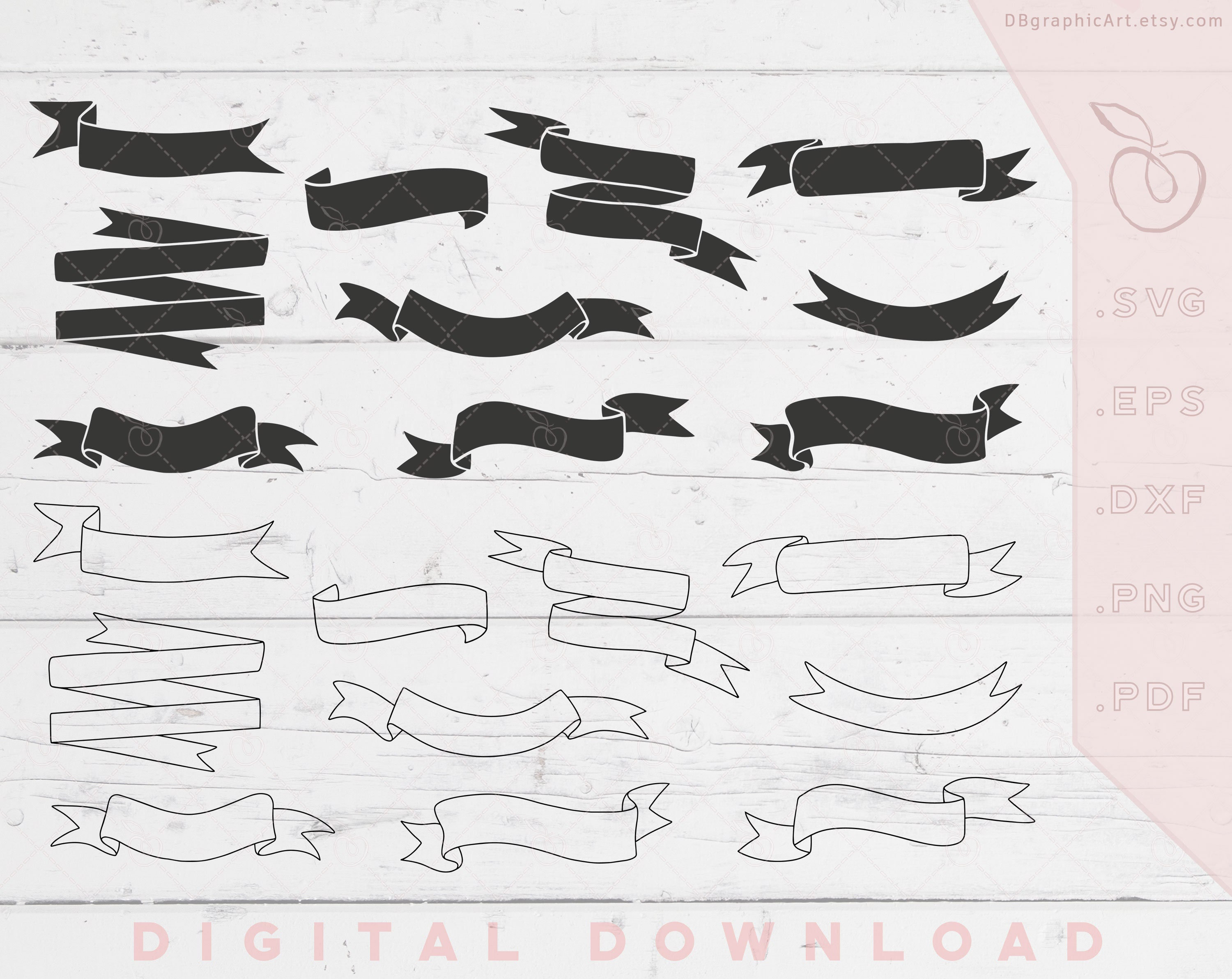 Ribbon Banner Svg Bundle / Label Svg / Layer Banner Ribbon Svg / Scroll ...