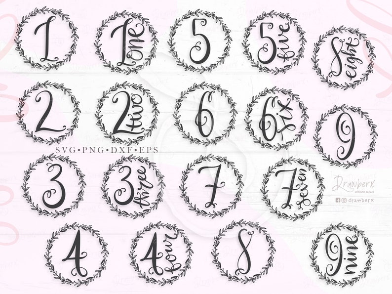 Fancy Numbers svg, hand lettered cursive script number sign, baby ...