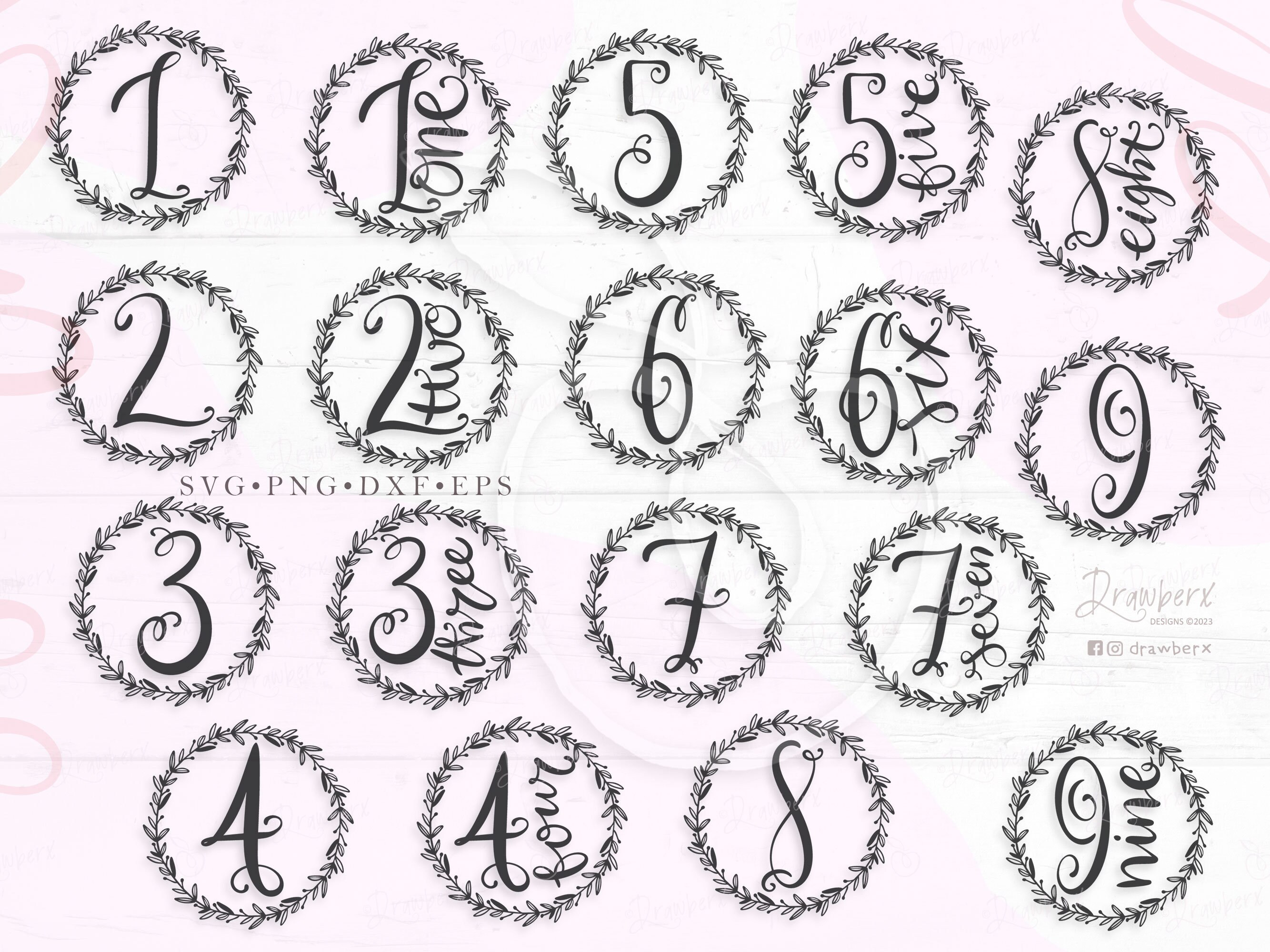 Fancy Numbers Svg, Hand Lettered Cursive Script Number Sign, Baby ...