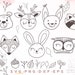 Woodland Animal Face Svg Bundle / Cute Doodle Baby Animal Svg, Scandi ...