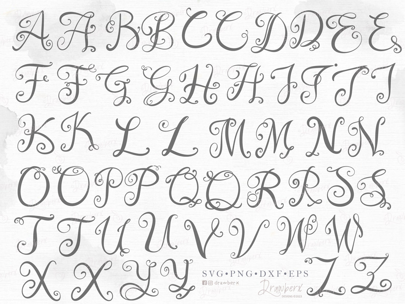 Fancy Cursive Letters Svg, Monogram Alphabet Svg, Flourish Initials Svg ...