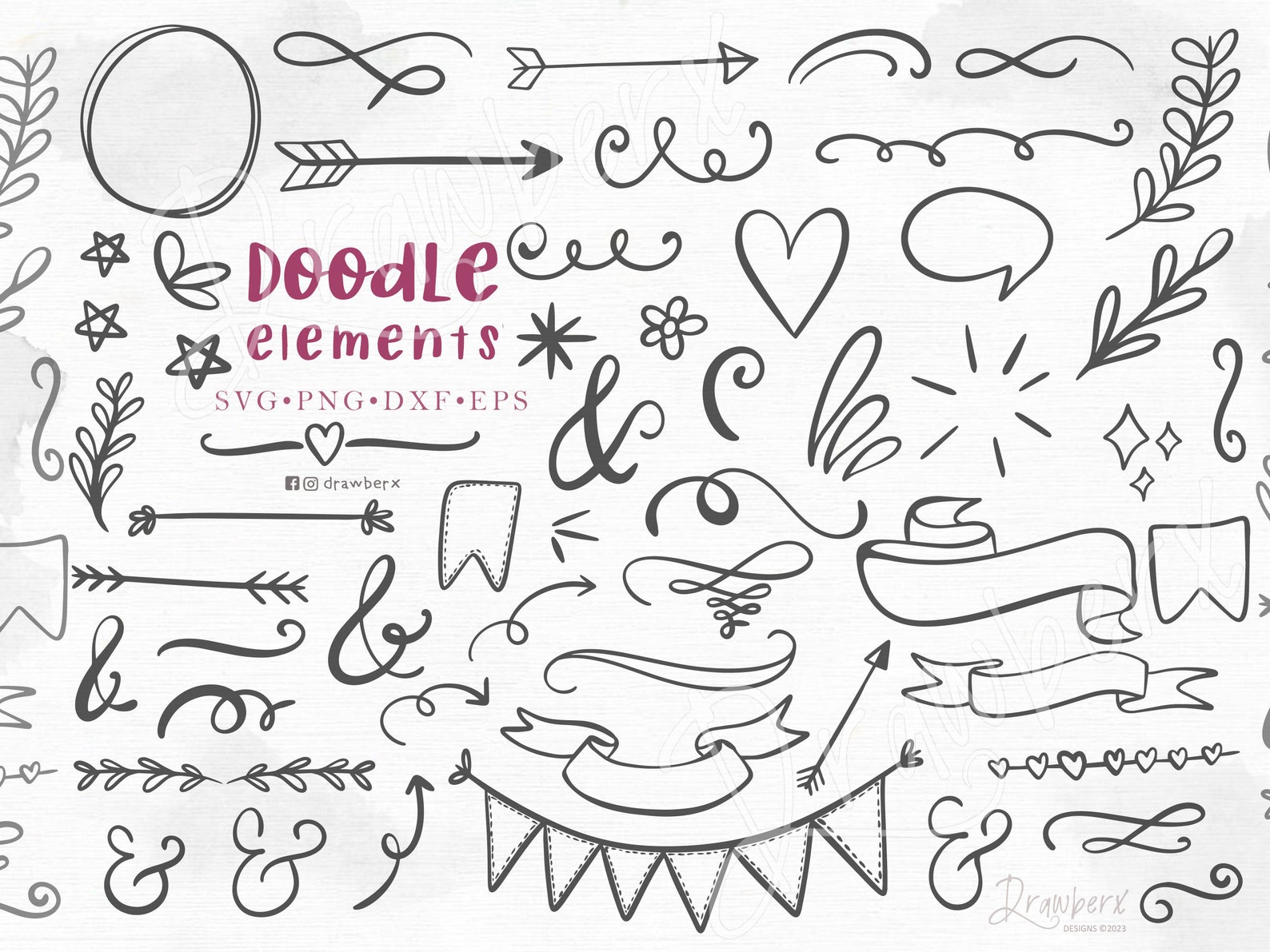 Doodle Flourish Accents Svg, Hand Drawn Design Elements Svg, Swirl Line ...