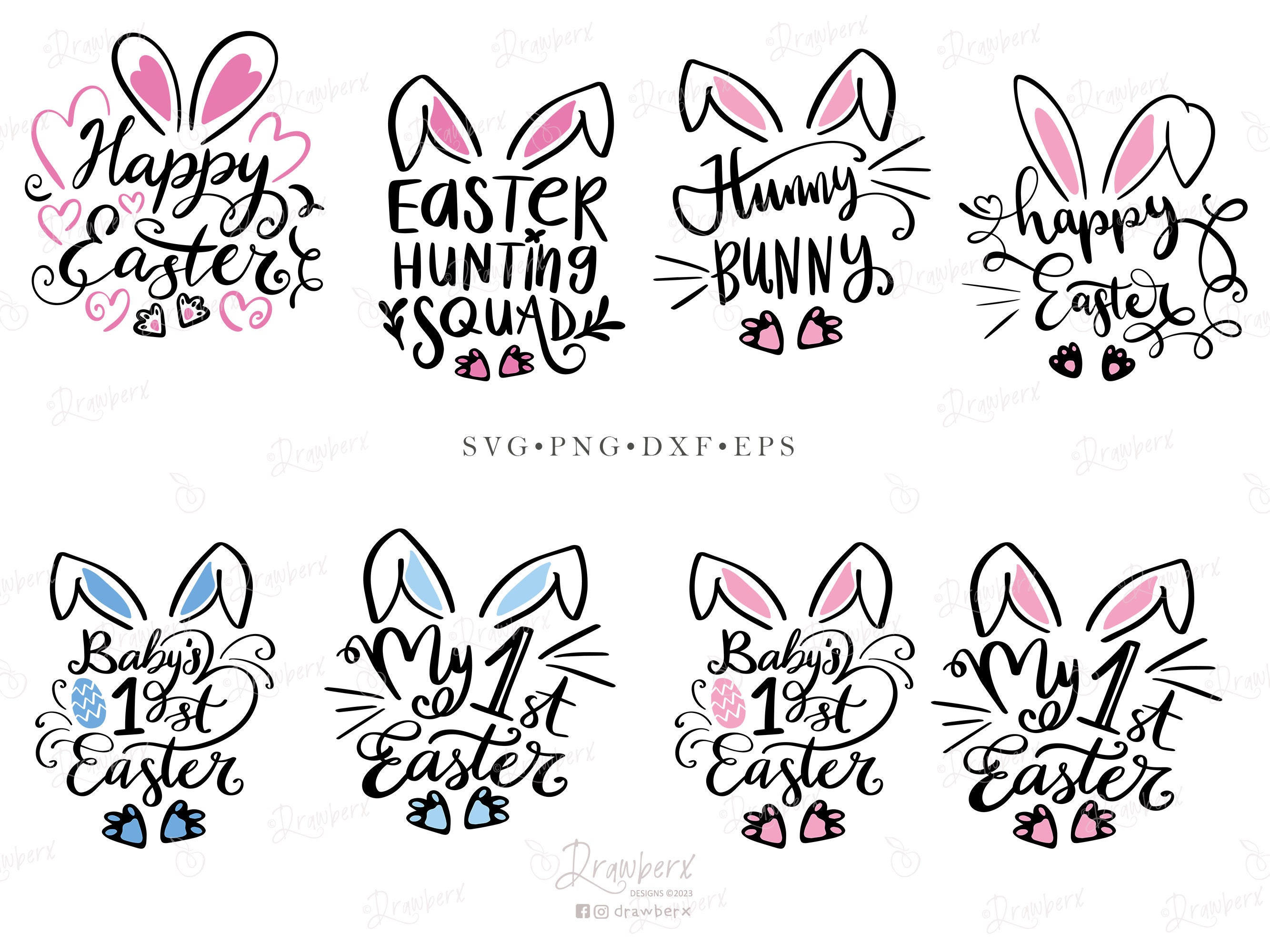 Easter SVG Bundle, Easter Bunny Ears, Eggs, Quotes, Easter Family Shirt ...