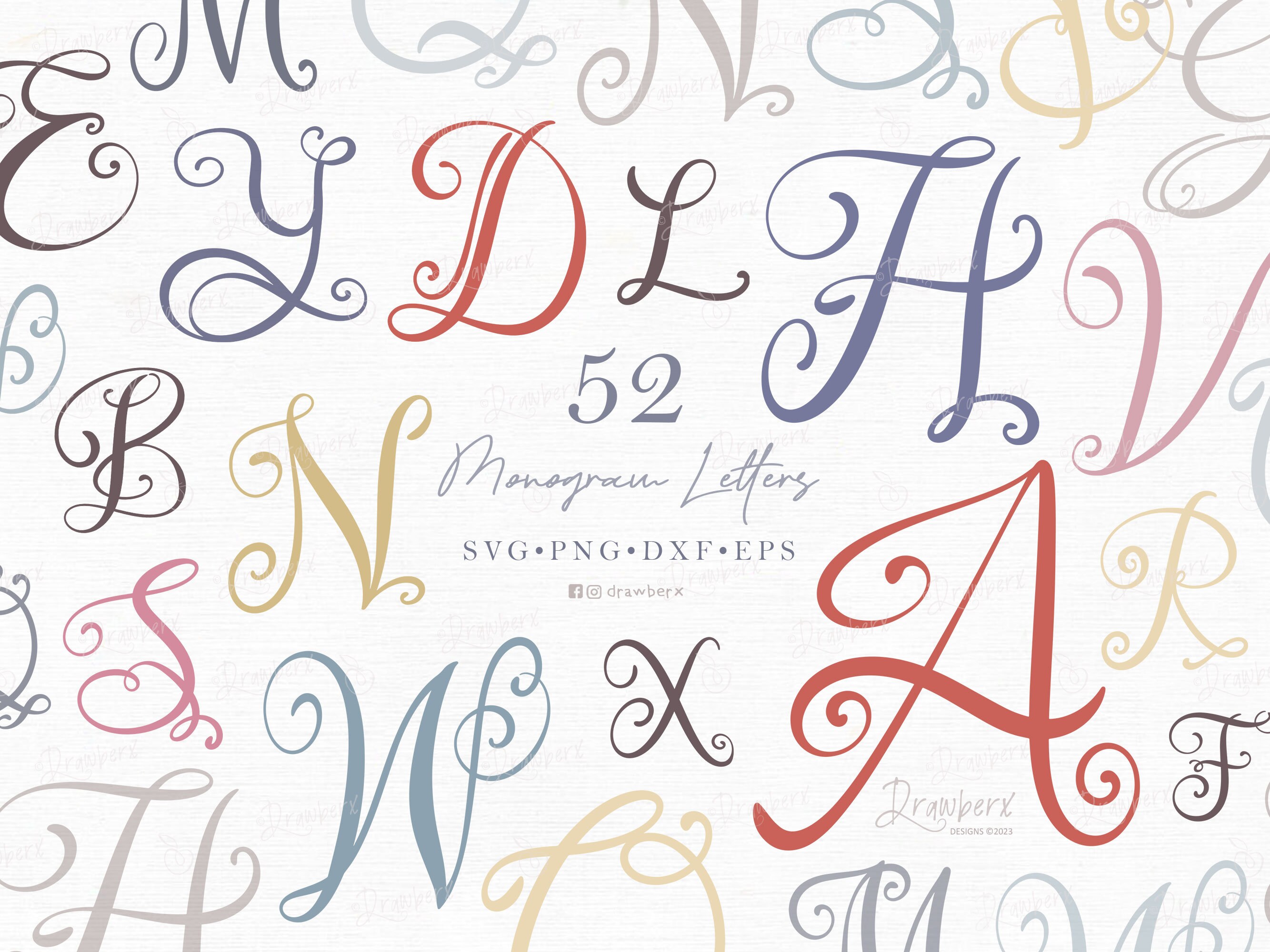 Fancy Cursive Letters Svg, Monogram Alphabet Svg, Flourish Initials Svg ...