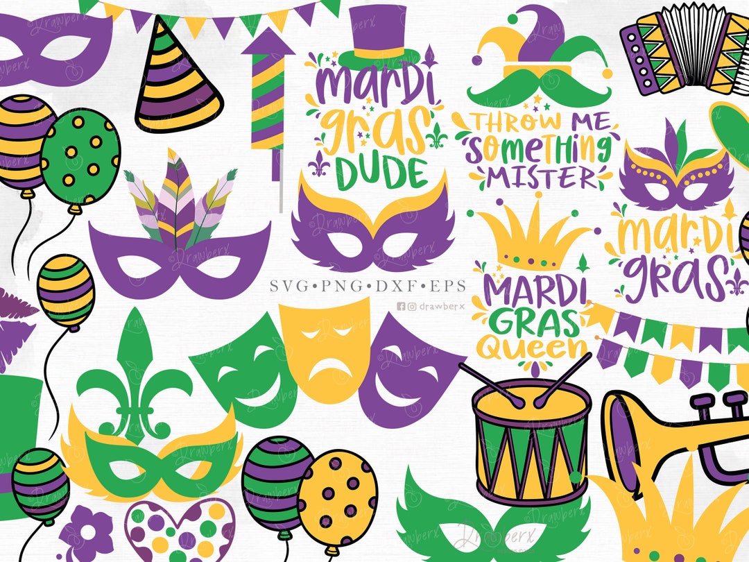 Mardi Gras Svg Bundle, Fat Tuesday, Carnival Clipart, Mardi Gras Design ...