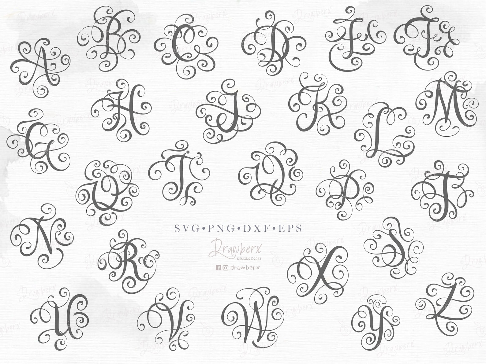 Flourish Letters Svg, Monogram Svg, Fancy Capital Letters Alphabet Svg ...