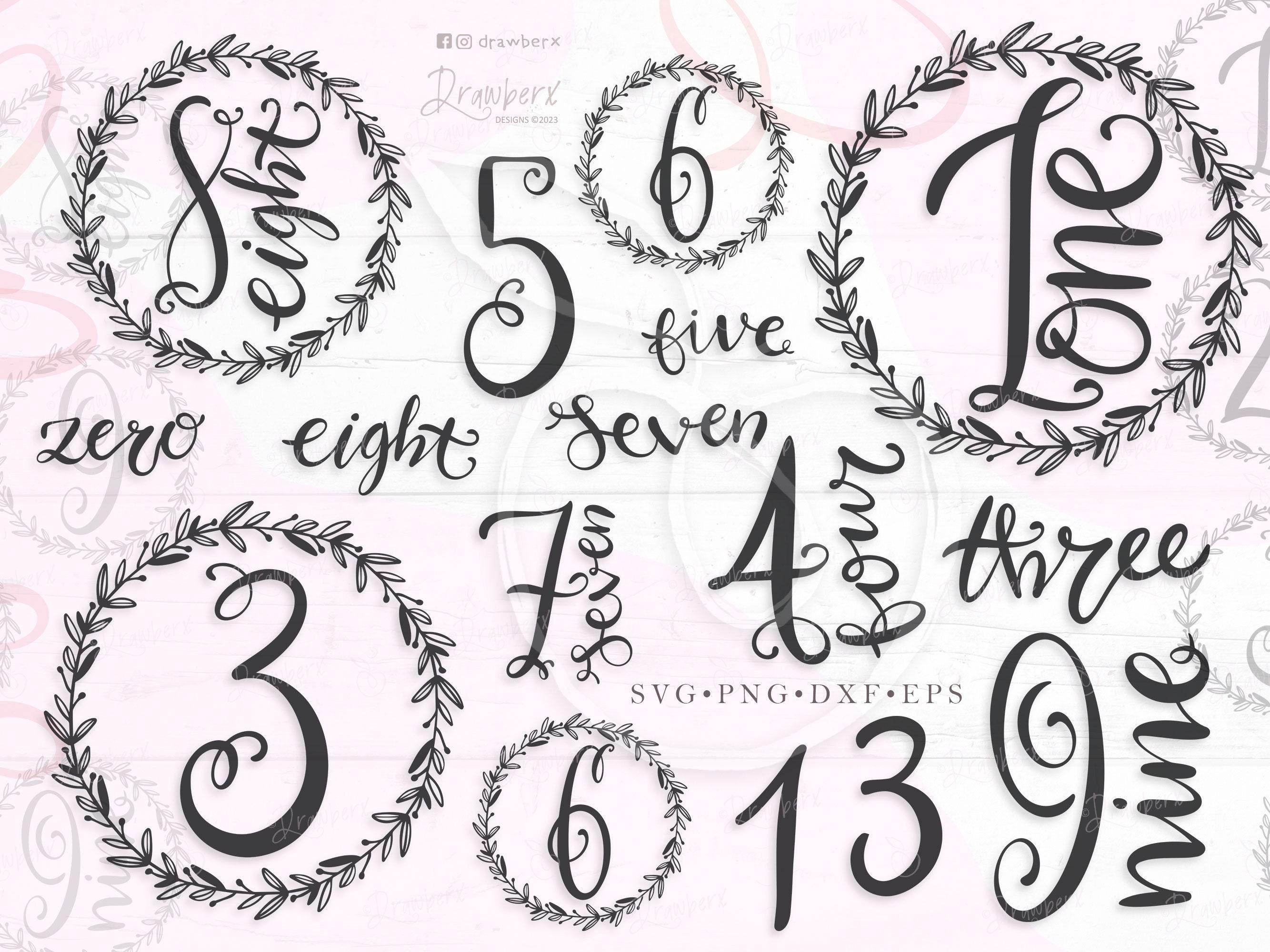 Fancy Numbers Svg, Hand Lettered Cursive Script Number Sign, Baby ...