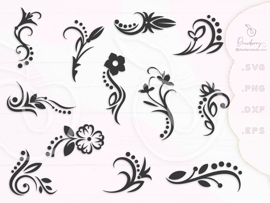 Floral Swirl Svg / Decorative Flourish Svg, Vine Svg, Flower Corner ...
