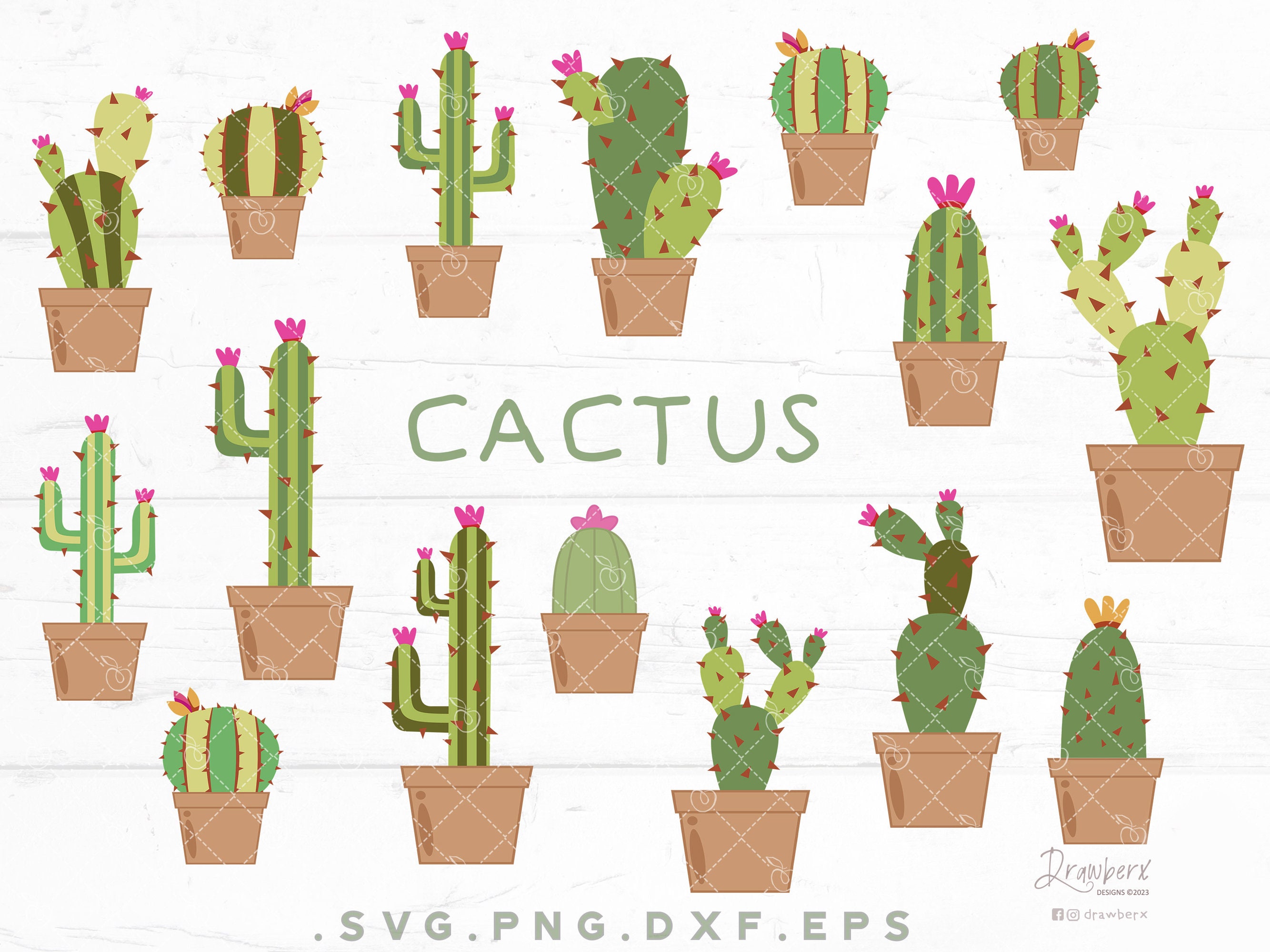 Cactus Svg Vectors, Succulent Pot Clipart, Boho Dessert Svg, Planting ...