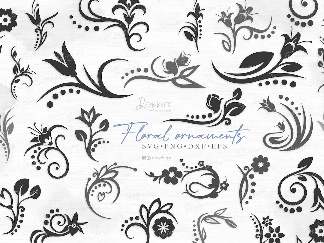 Flower Swirl SVG, Corner Flourish Set, Dots and Vine Swirls Svg ...