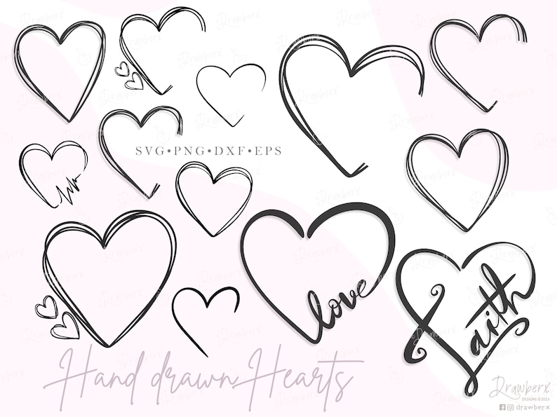 Open Heart SVG Bundle - Doodle Svg, Connecting Hearts, Winged Valentine ...