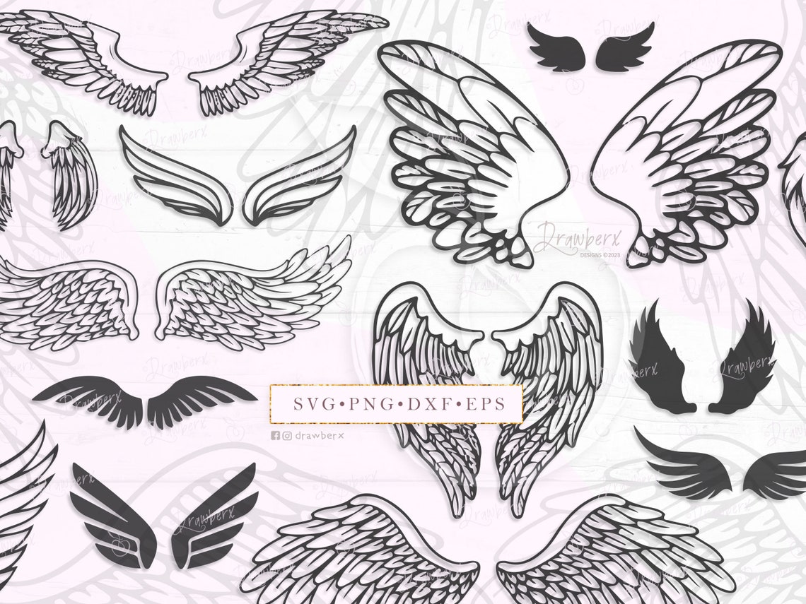 Angel Wings Svg, Tattoo Design, Liner, Angel, Demon, Fairy, Simple Wing ...