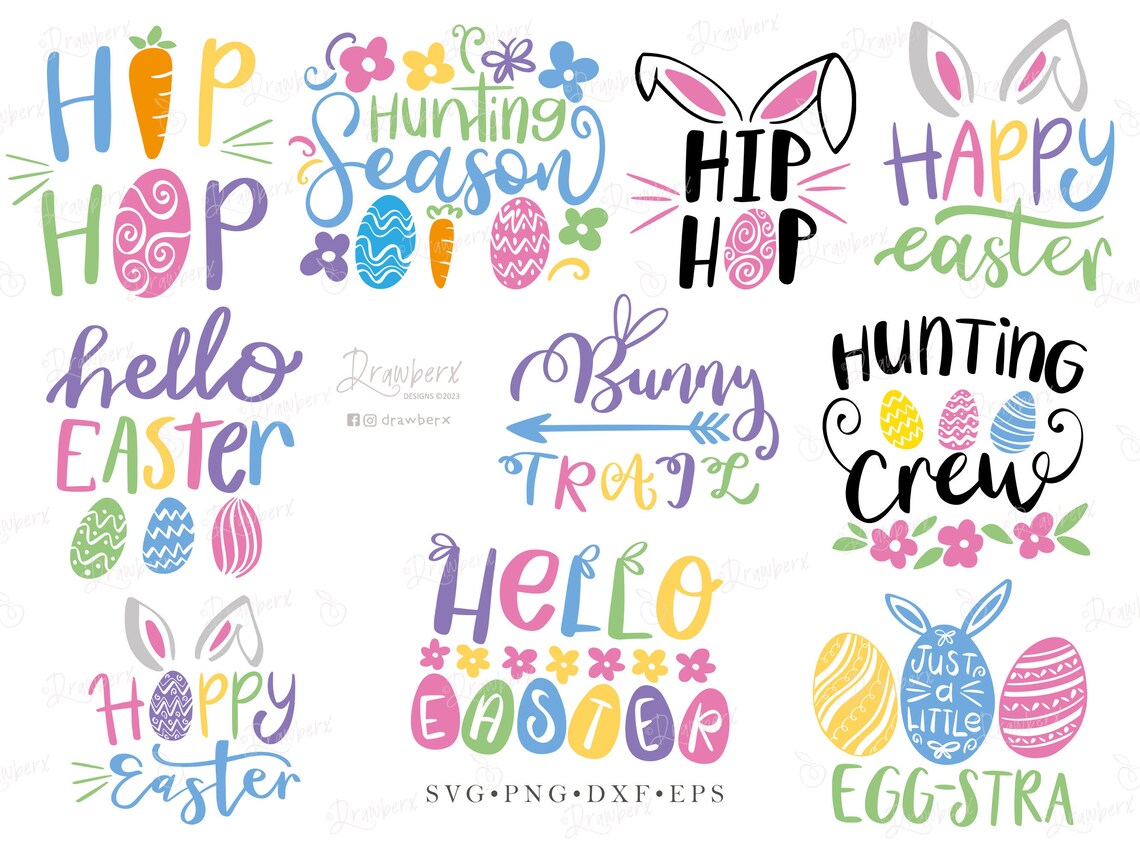 Easter SVG Bundle, Easter Bunny Ears, Eggs, Quotes, Easter Family Shirt ...