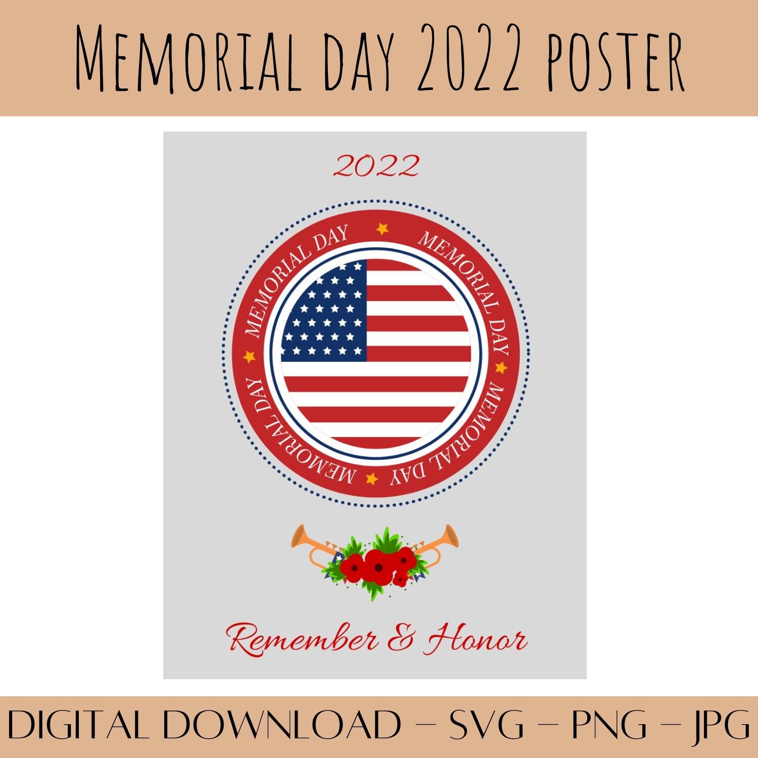 2022 Memorial Day Poster Digital Download PNG SVG JPG - Etsy