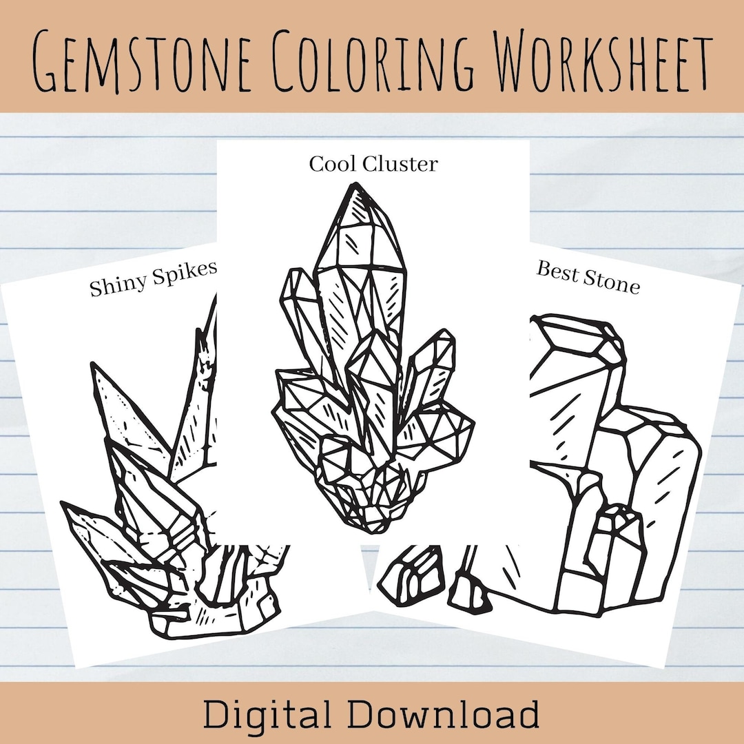 Gemstone Coloring Worksheets Coloring Book Activity Pages - Etsy Australia