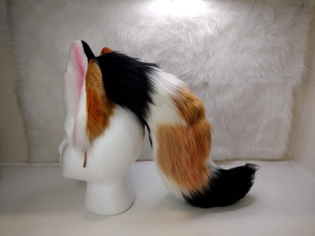 Furry Kemonomimi Style Calico Cat Ears and Tail for Costumes and ...