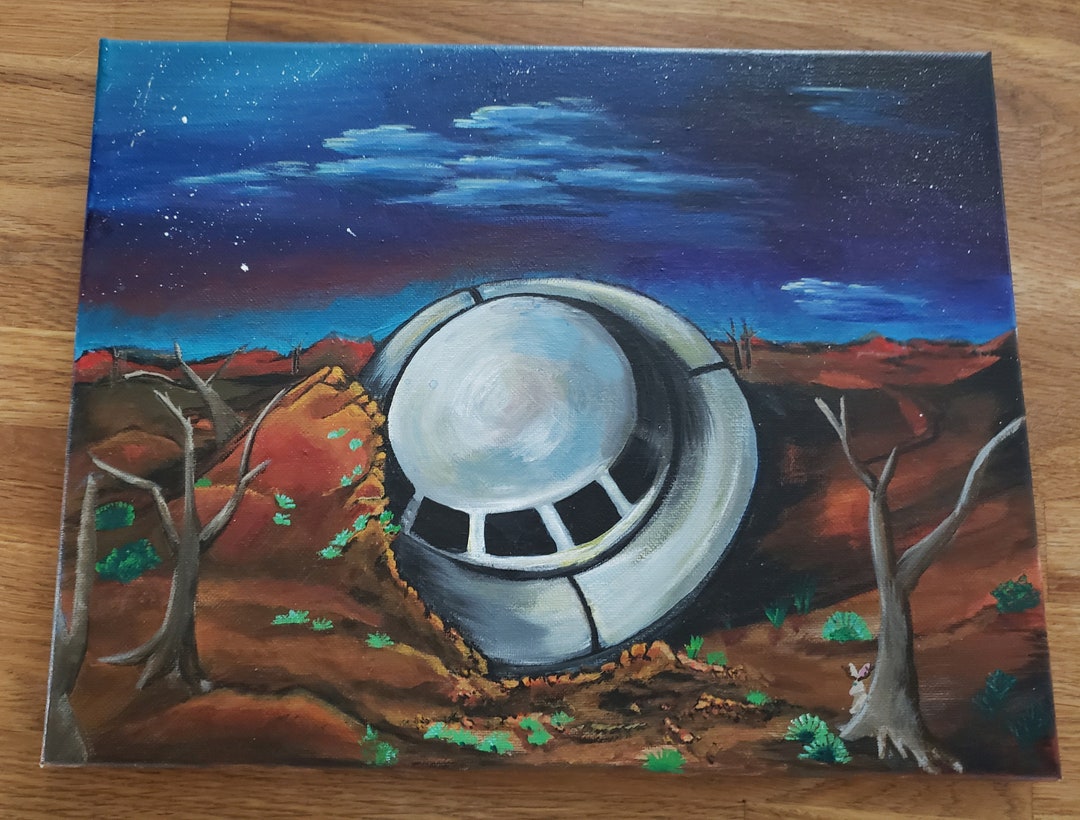 Crashed Alien Art, Original Art, Alien Wall Art, Original Art, Alien ...