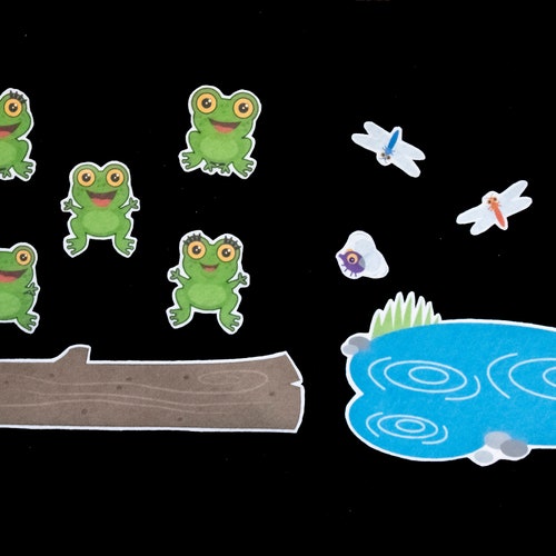 5 Green & Speckled Frogs Felt Board Set - Etsy