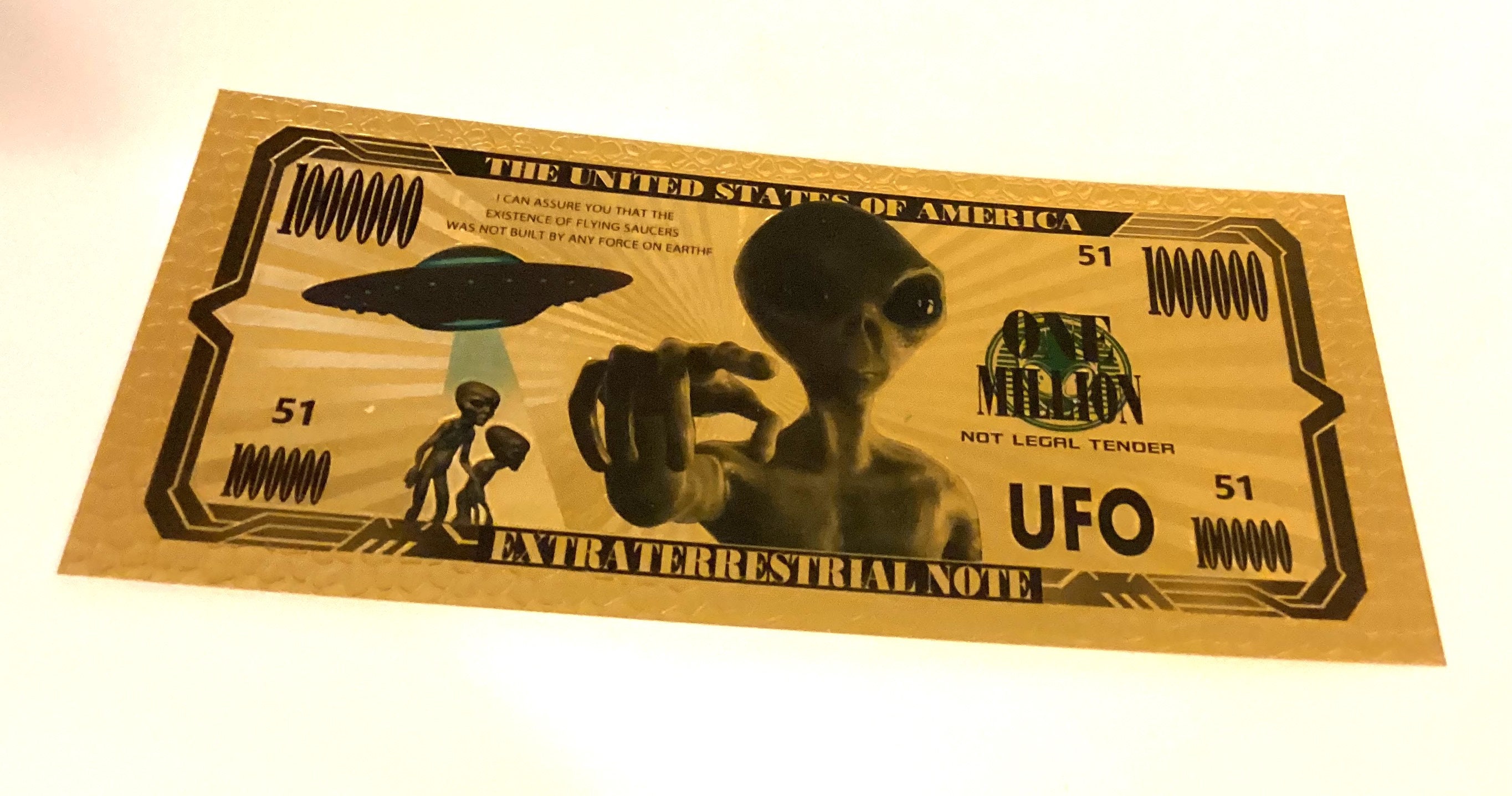 UFO, Alien Million Dollar Note. Not Real for Entertainment Only - Etsy