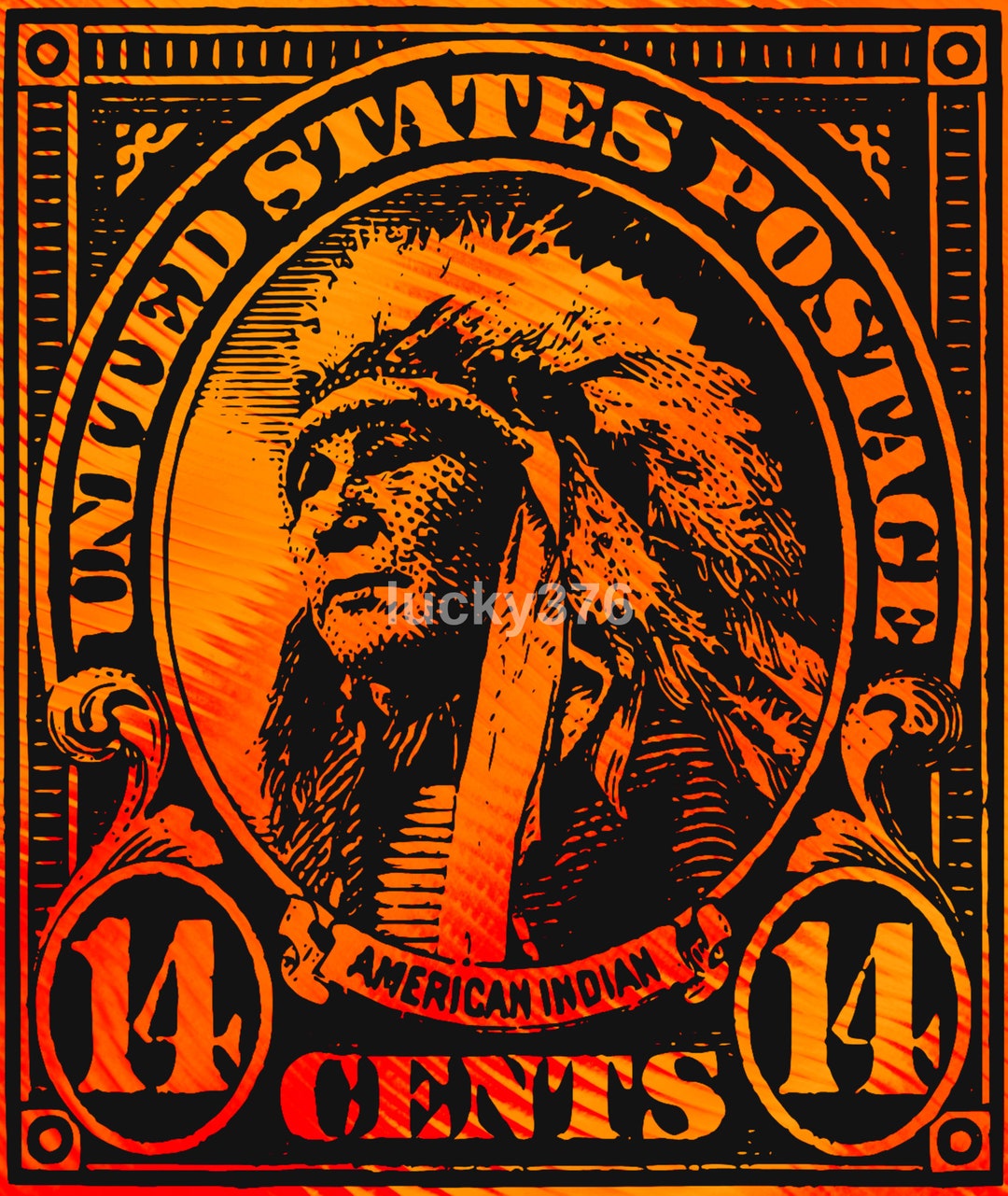 1923 American Indian Stamp. Digital Art - Etsy