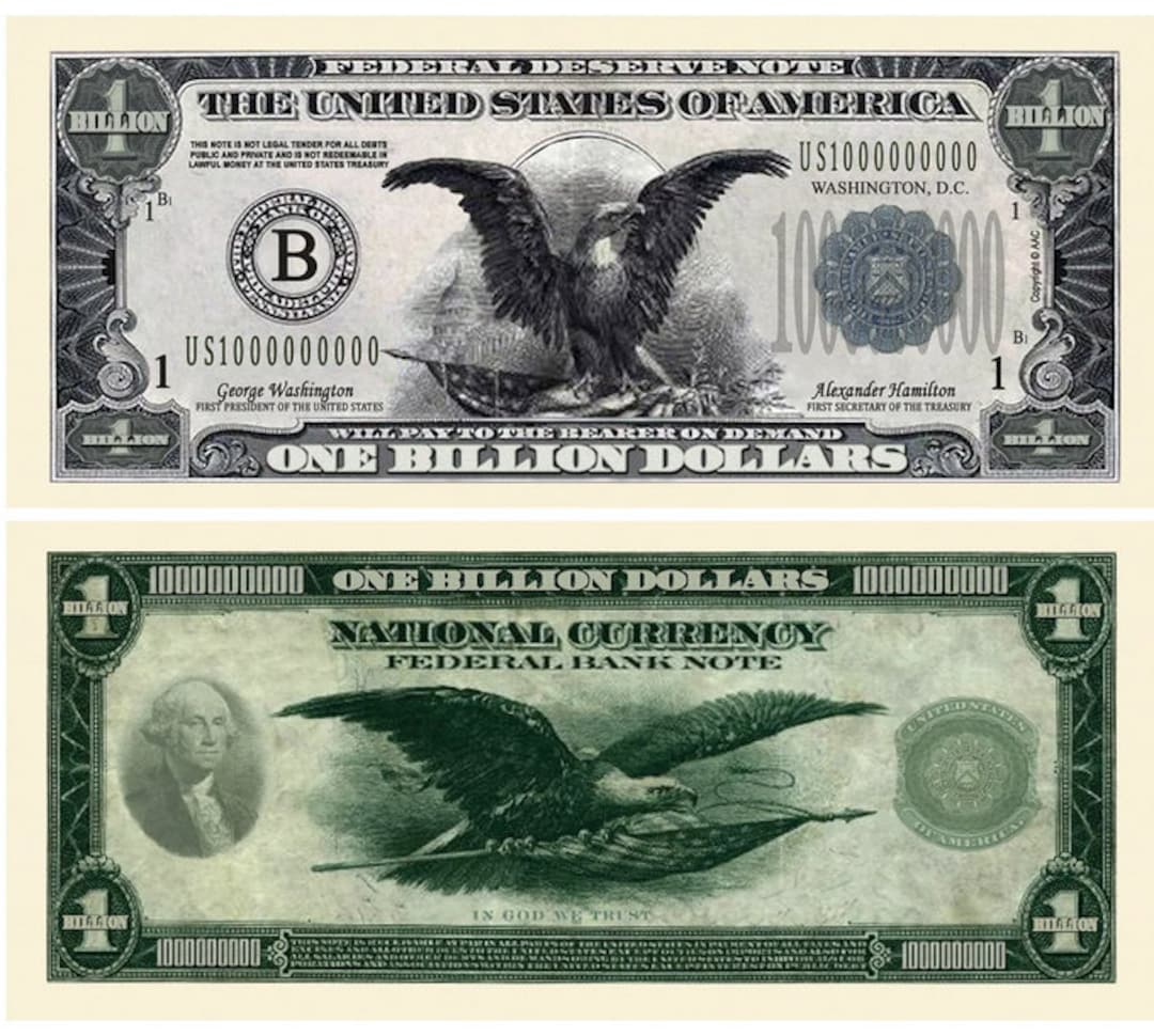 One Billion Dollar Bill Novelty Note Fantasy Currency Not Real. for ...