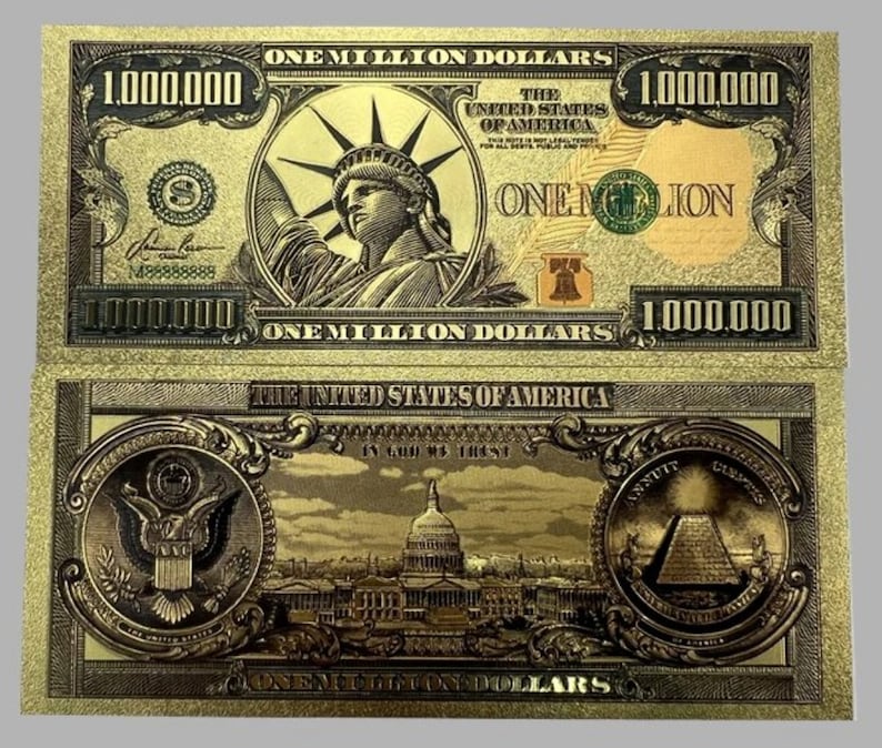 One Million Dollar Bill Gold Foil Note for Entertainment Only. - Etsy