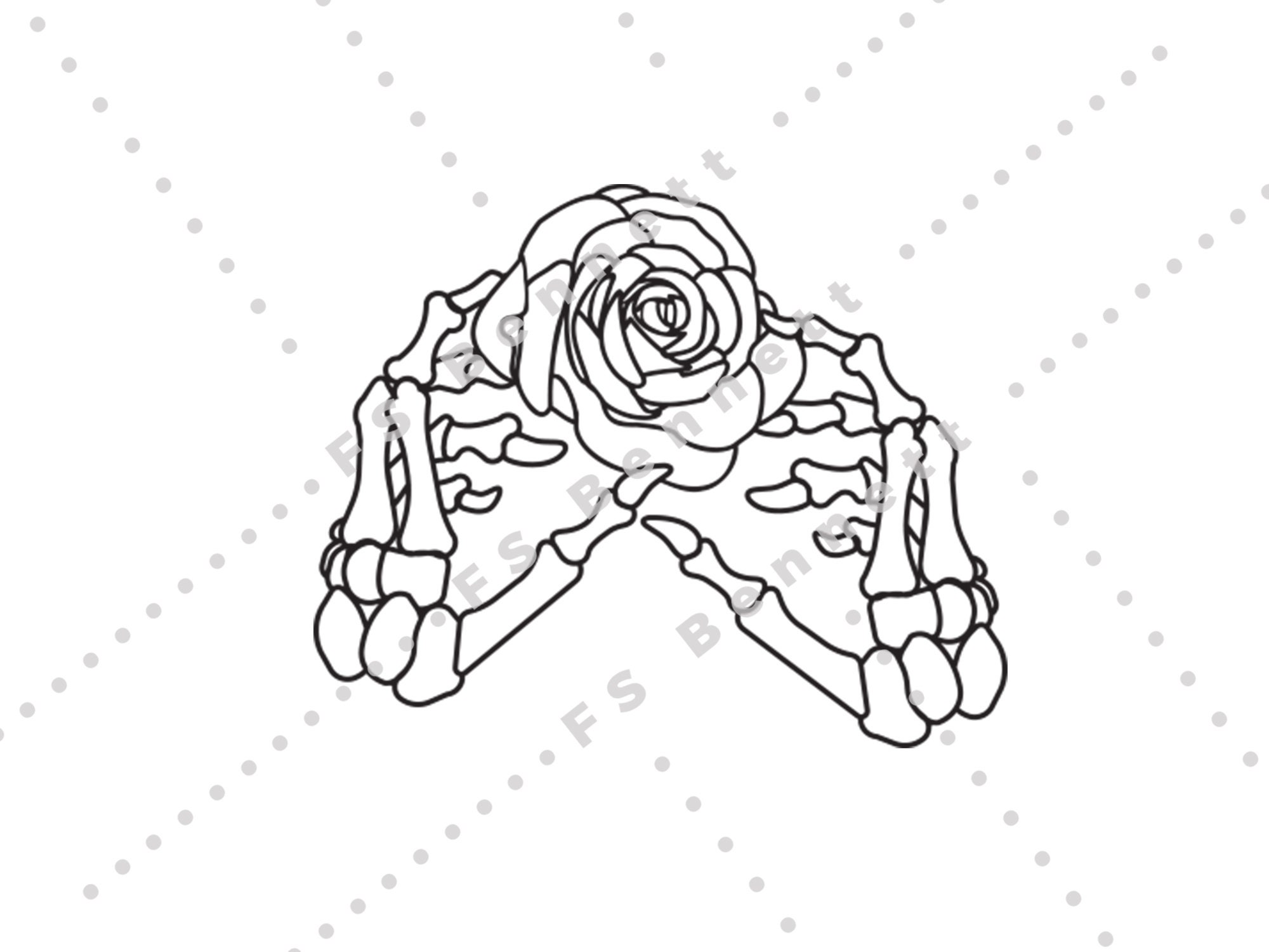 Skeleton Hands Holding Flower SVG Files Halloween svg eps | Etsy
