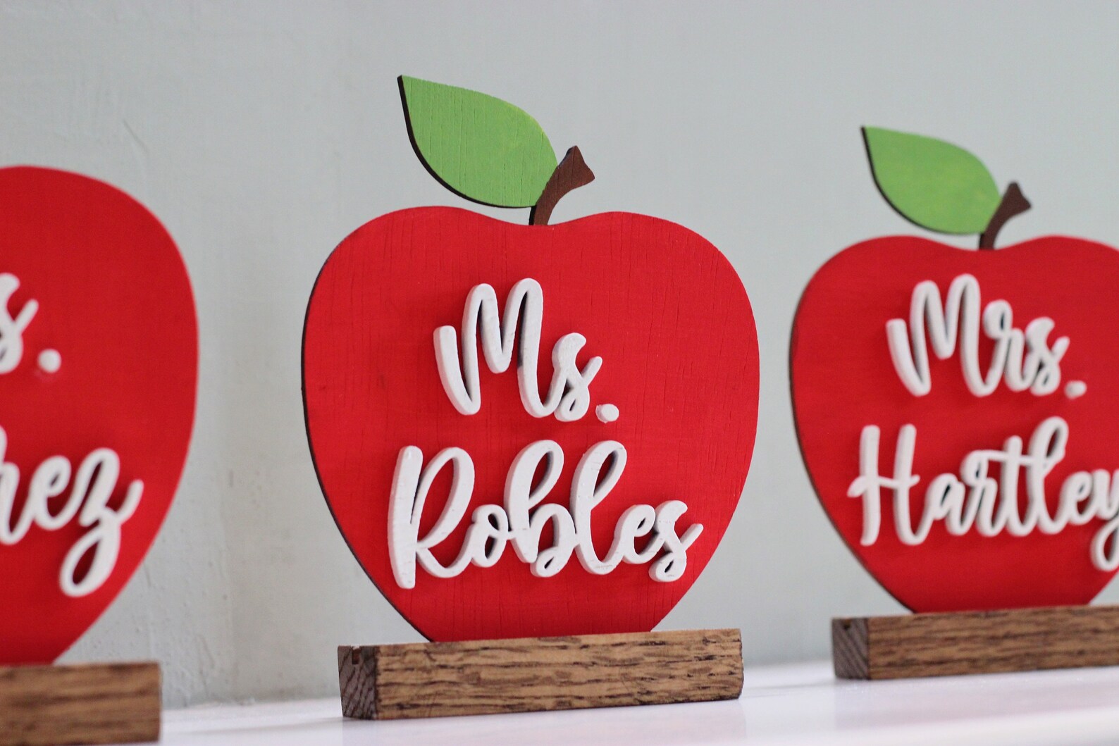 Personalized Wooden Teacher Apples Classroom Decor Teacher | Etsy