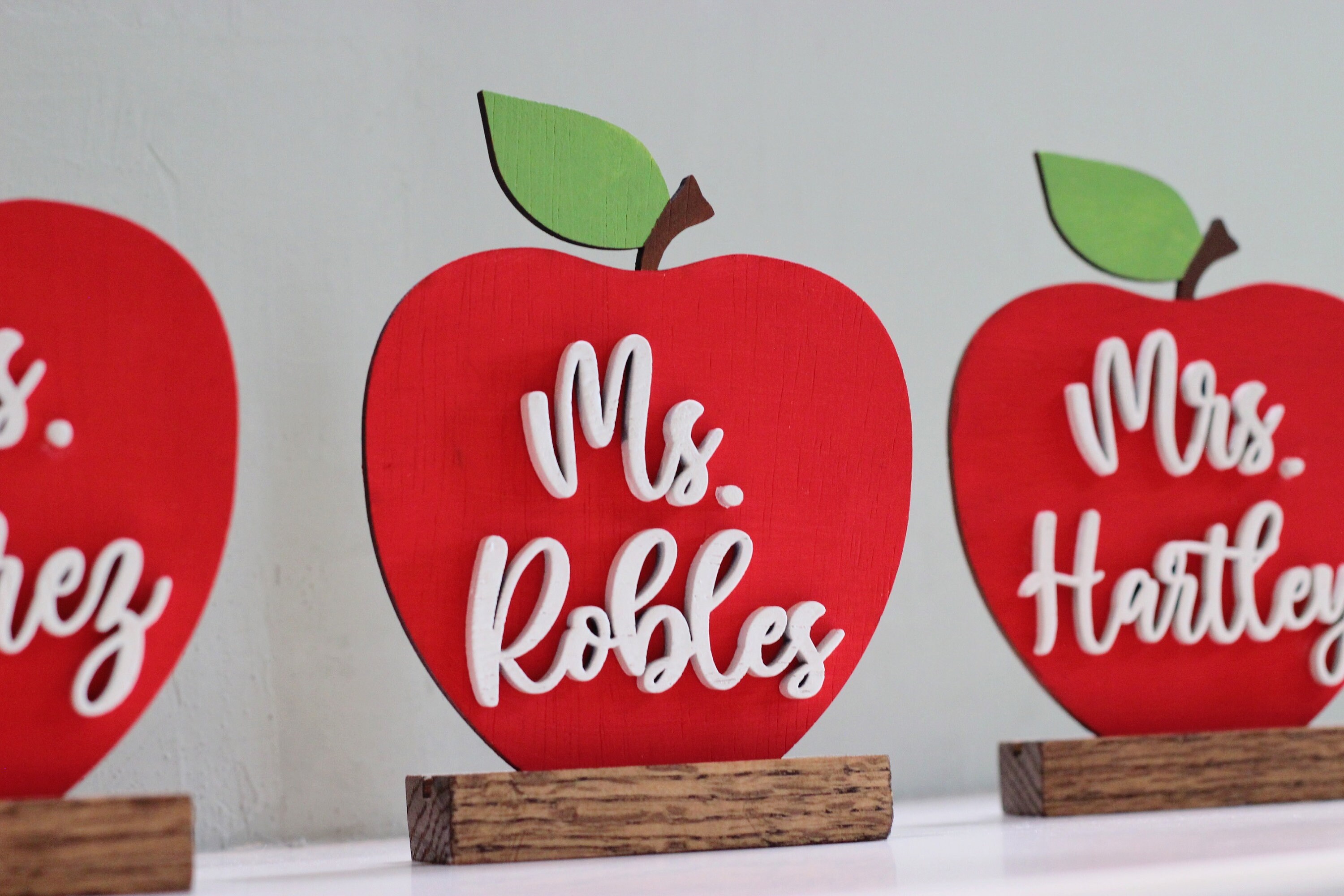 Personalized Wooden Teacher Apples Classroom Decor Teacher - Etsy