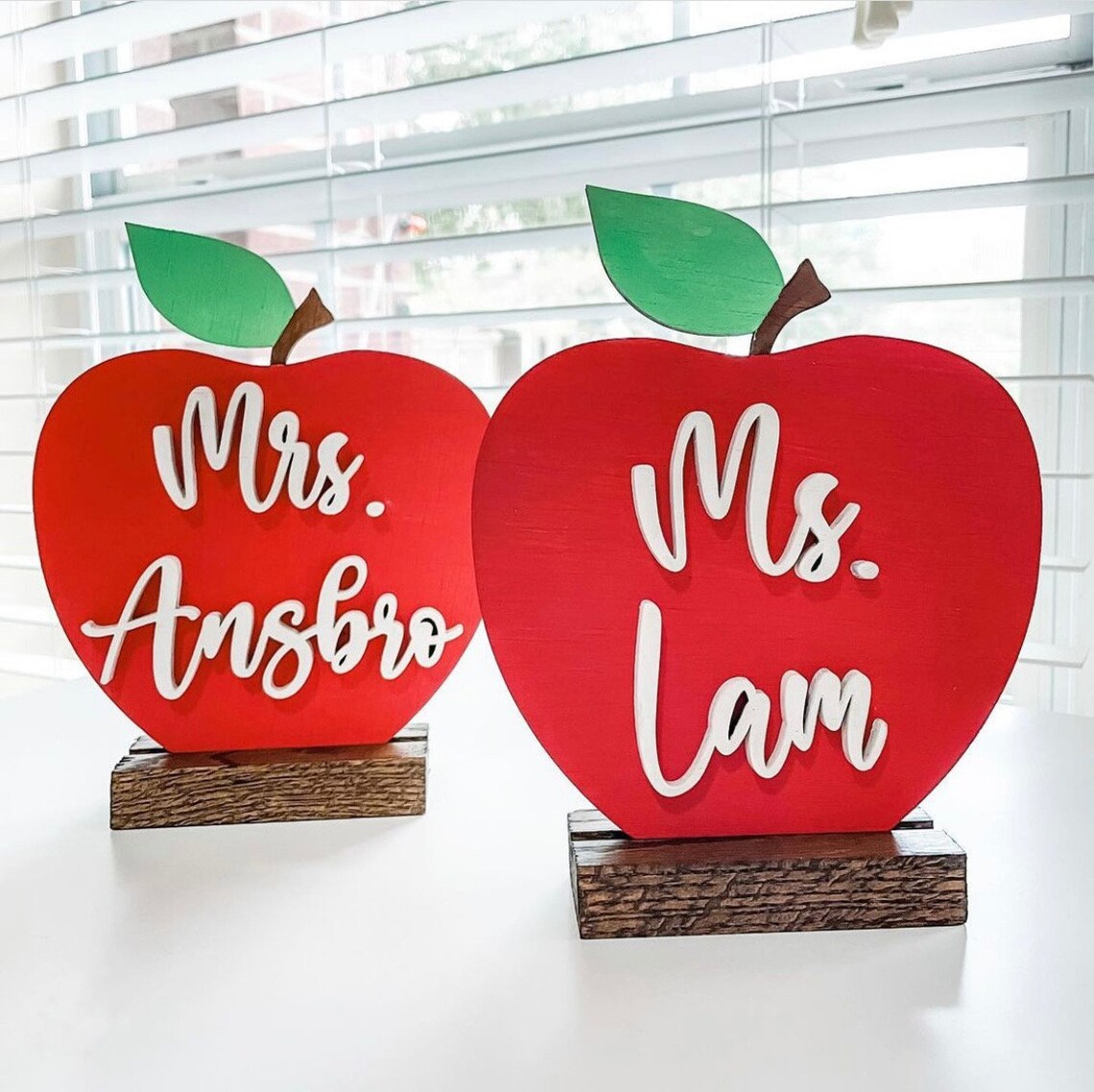 Personalized Wooden Teacher Apples Classroom Decor Teacher | Etsy