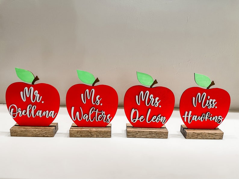 Personalized Wooden Teacher Apples, Classroom Decor, Teacher ...