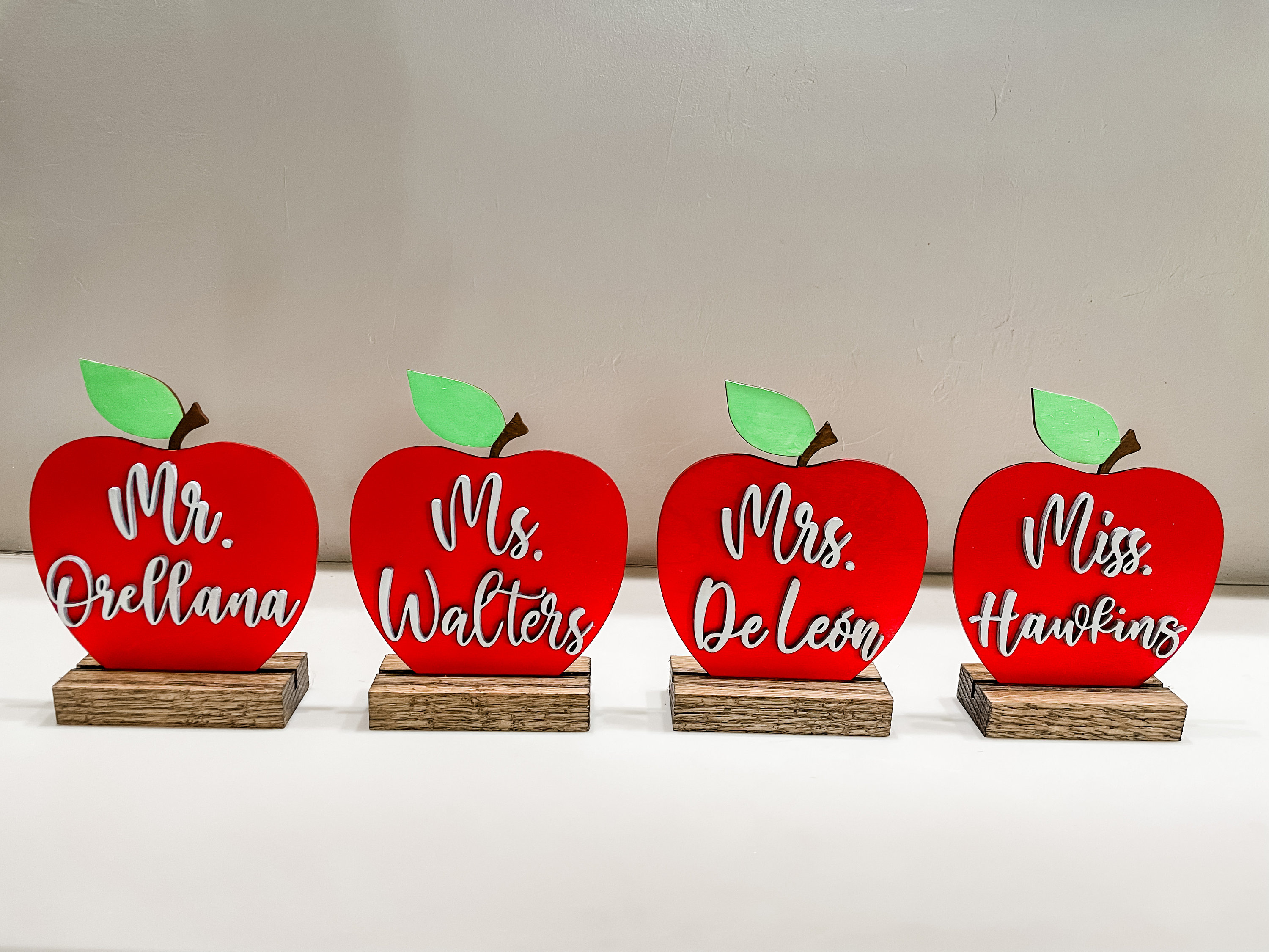 Personalized Wooden Teacher Apples, Classroom Decor, Teacher ...